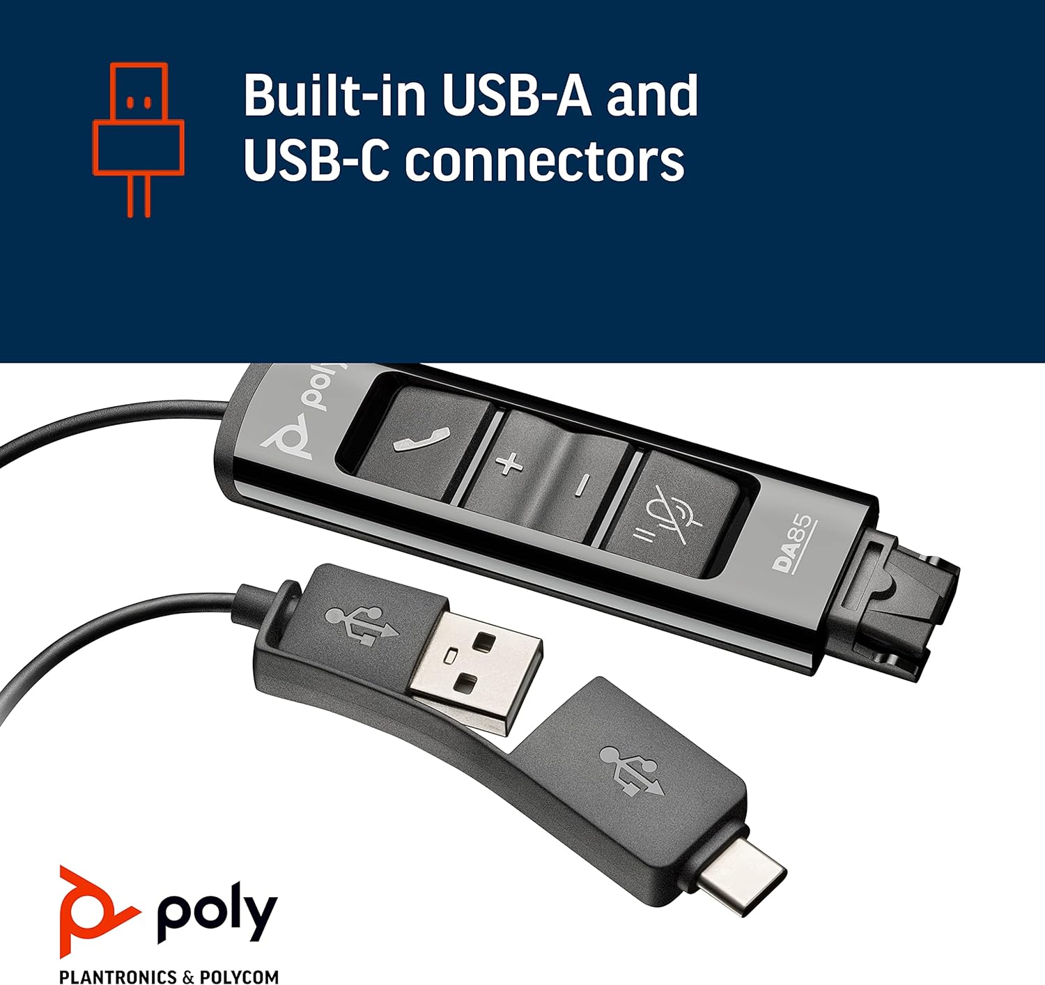 Plantronics DA85 USB-A/USB-C digital adapter For Encore Pro Headsets ...